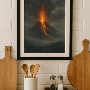Volcano Eruption Wall Art – Misty Mountain Printable | Dramatic Lava ...