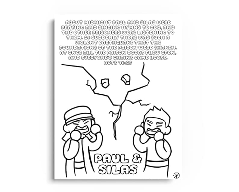 Paul and Silas in Prison Coloring Page: Bible Story Printable (PDF ...
