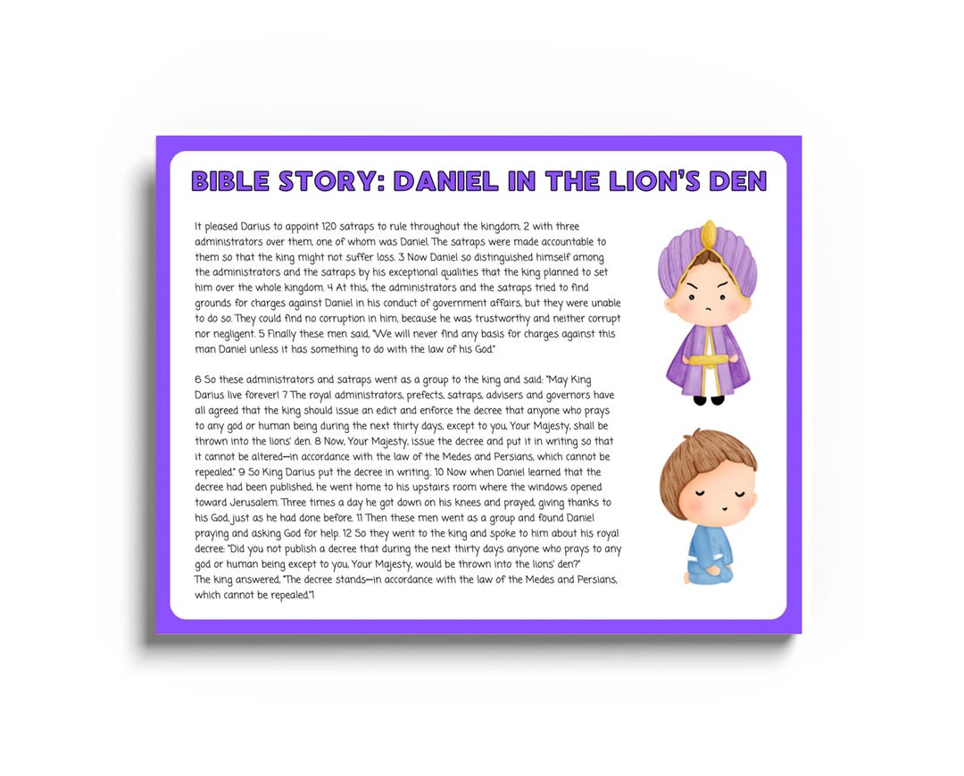 Daniel and the Lion's Den Bible Activity Pack: Printable Worksheets ...