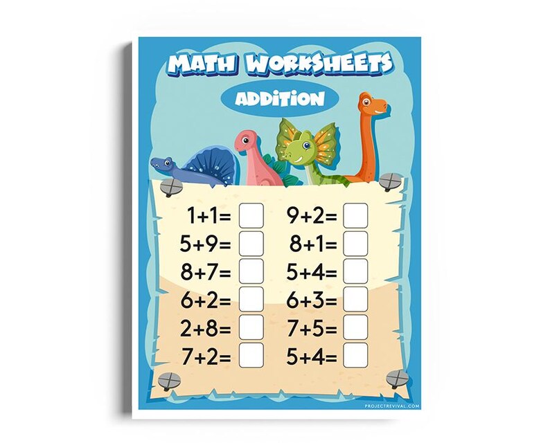 Dinosaur Addition Worksheets – Printable Math Practice for Kindergarten ...