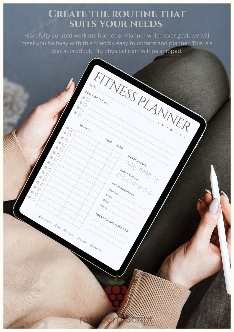 Digital Fitness Tracker | Printable Wellness Planner | Workout & Meal ...