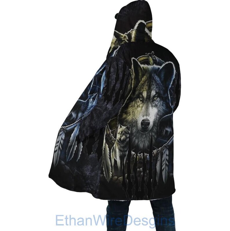 Wolf Light Cloak, Wolf Cloak, Wolf Coat, Wolf Hooded, Boho Festival ...