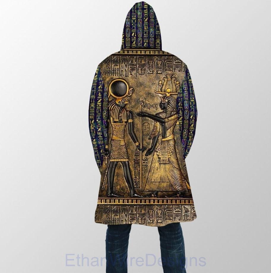 Ancient Egyptian Cloak Hooded Coat, Pharaoh Mythology Long Jacket ...