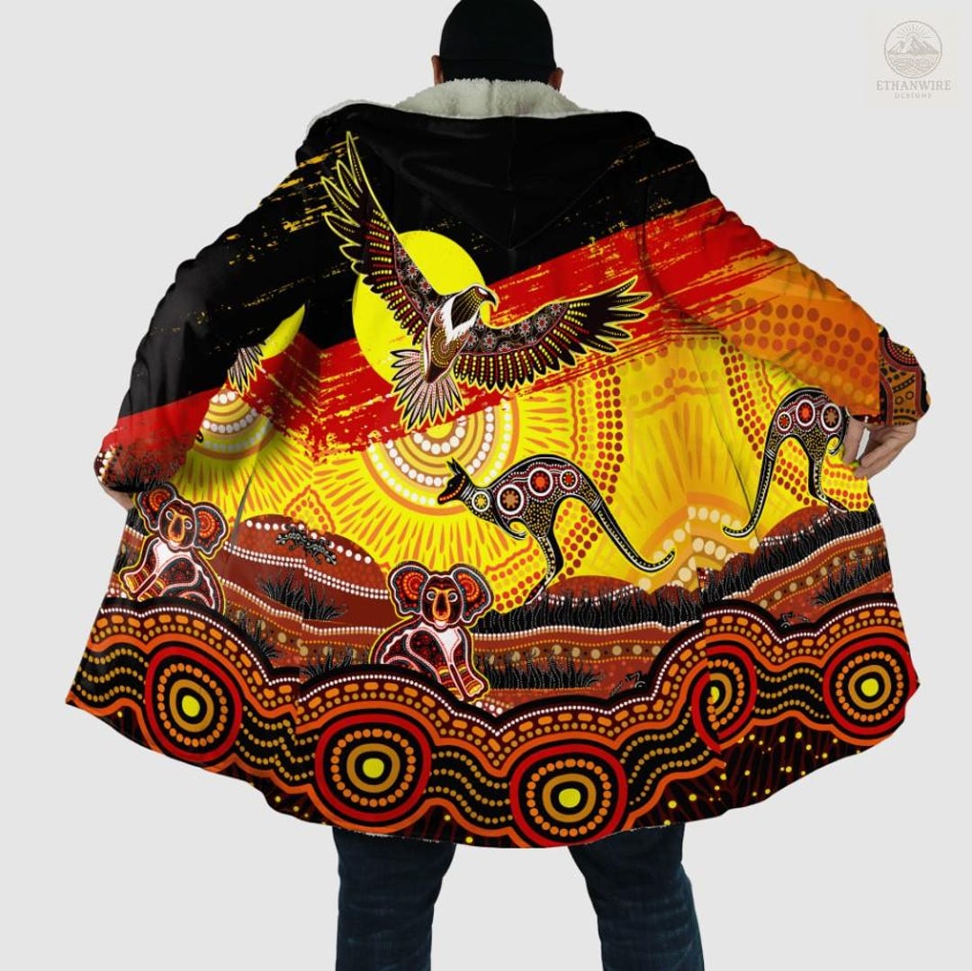 Australian Aboriginal Style Fleece Cloak, Australian Style Hoodie Cloak ...