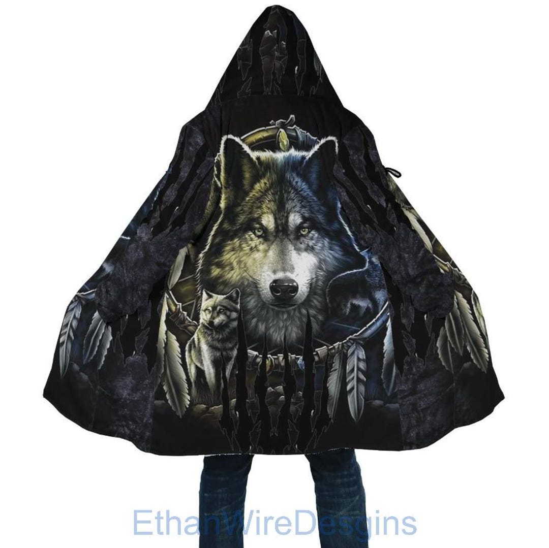 Wolf Light Cloak, Wolf Cloak, Wolf Coat, Wolf Hooded, Boho Festival ...