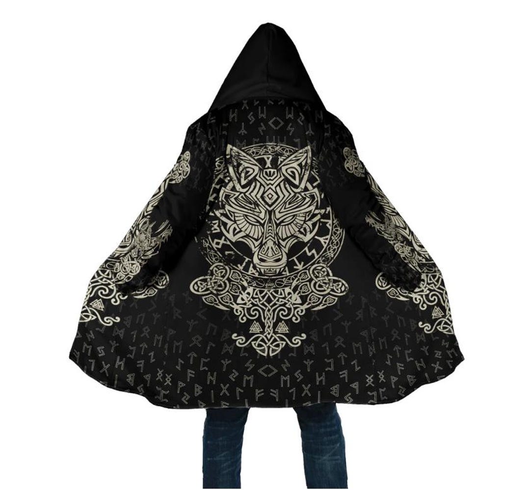 Wolf Spirit Hooded Cloak, Fenrir Viking Norse Cloak, Wolf Hooded Cape ...