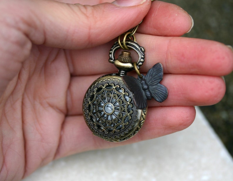 Butterfly Pocket Watch Necklace - Etsy