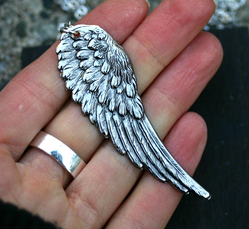 Angel Wing Necklace - Large Silver Feather - Etsy
