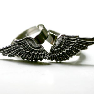 Angel Wing Ring Set SILVER Double Finger - Etsy
