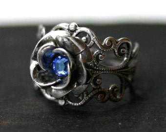 Light Blue Rose Ring | Etsy