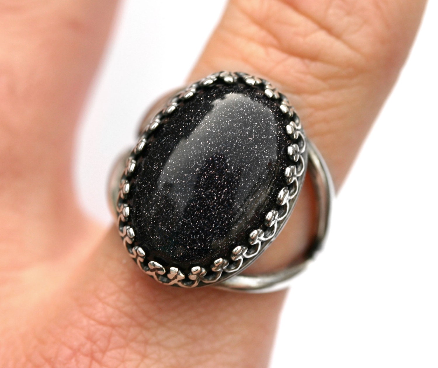 Blue Goldstone Ring Adjustable sizes 5-10 | Etsy