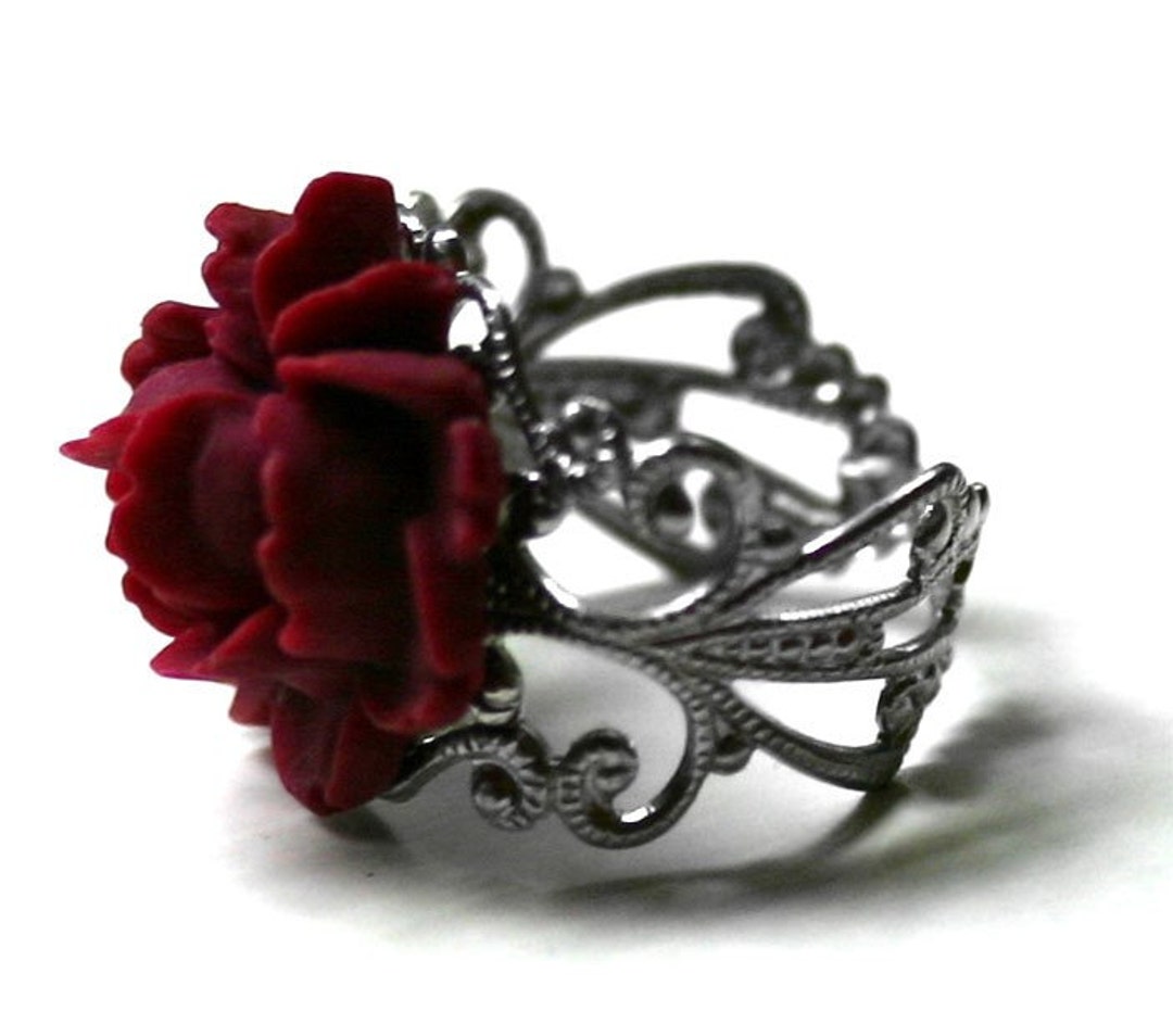 Red Rose Ring Victorian Mourning Jewelry - Etsy