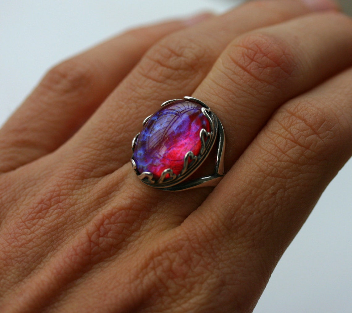Fire Opal Dragon Breath Ring Adjustable 5-10 | Etsy