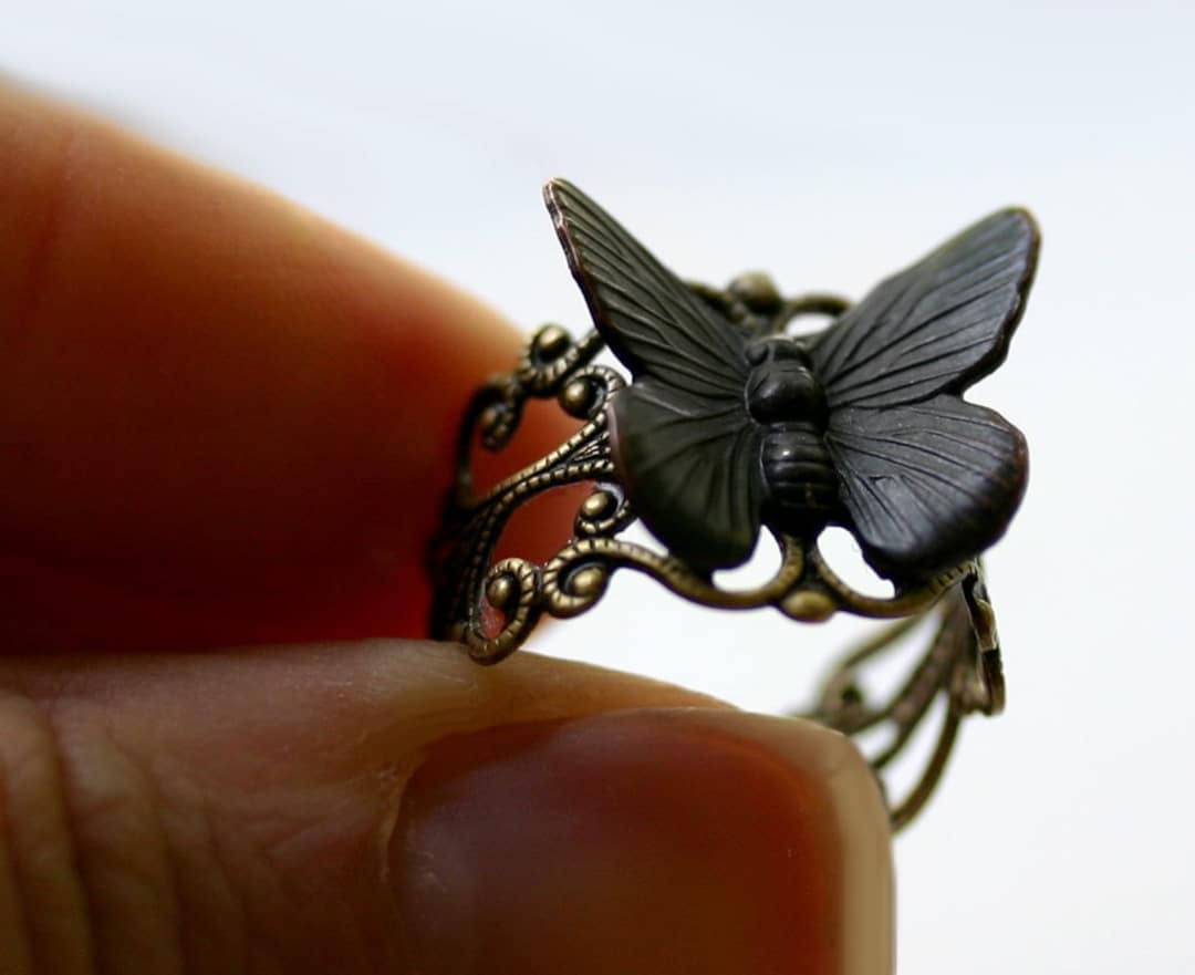 Black Butterfly Ring - Goth Moth - Etsy