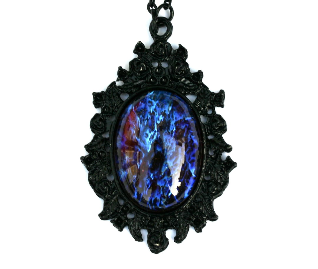 Firey Blue Dragon Breath Opal Necklace - Etsy