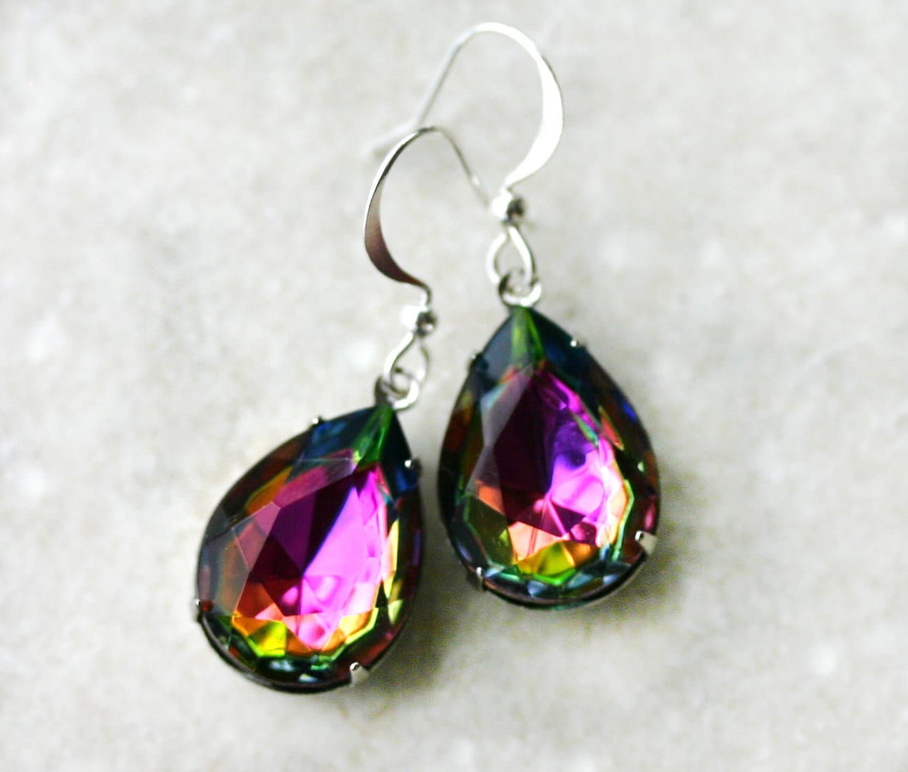 Mystic Topaz Earrings Rainbow Vitrail Teardrops Etsy