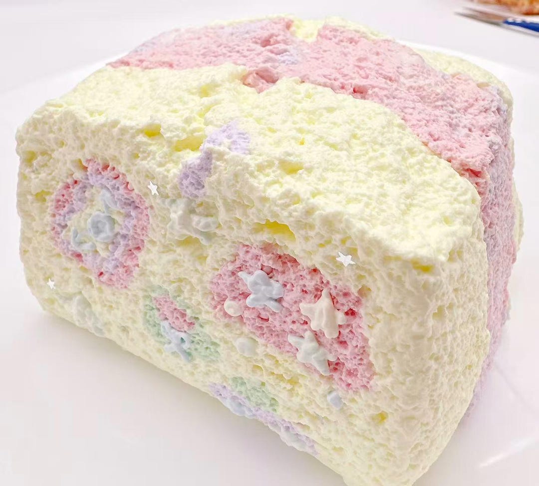 Jumbo Fluffy Toast Taba Squishy, Handmade Kawaii Silicone Stress Relief ...