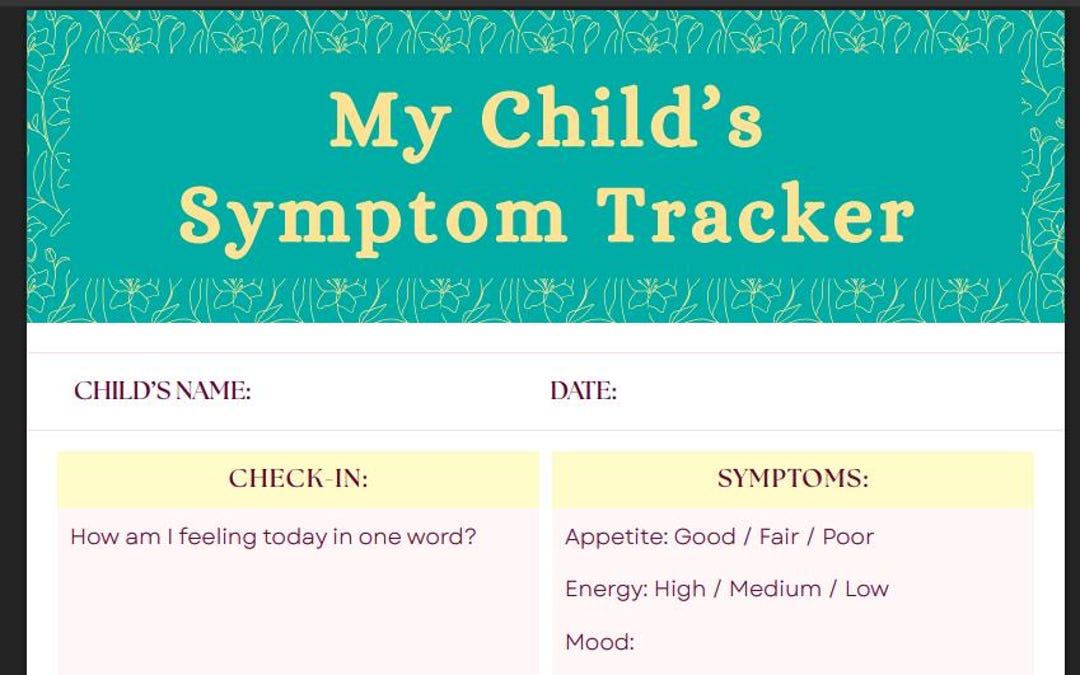 Charting the Day: Symptom and Medication Tracker for Parents and ...
