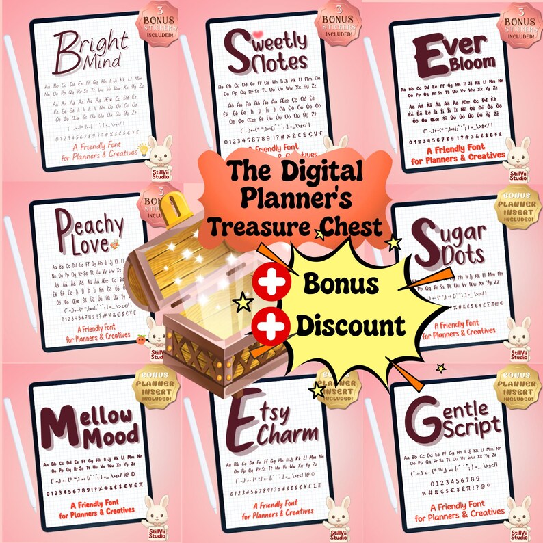 Neat Handwriting Font Bundle, Digital Planner & Minimalist Fonts for ...