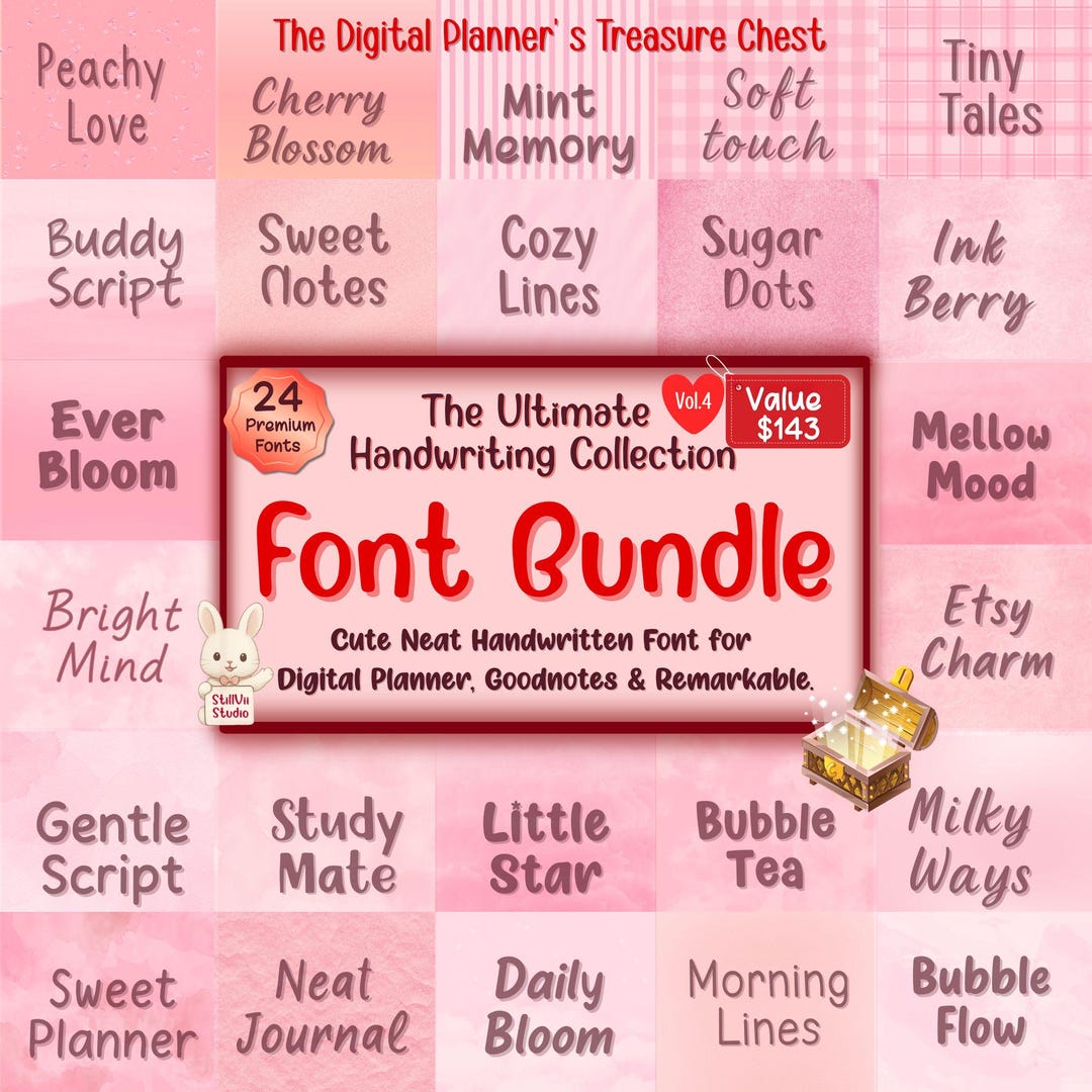 Ultimate Handwritten Font Bundle, 24 Fonts for Digital Planner ...
