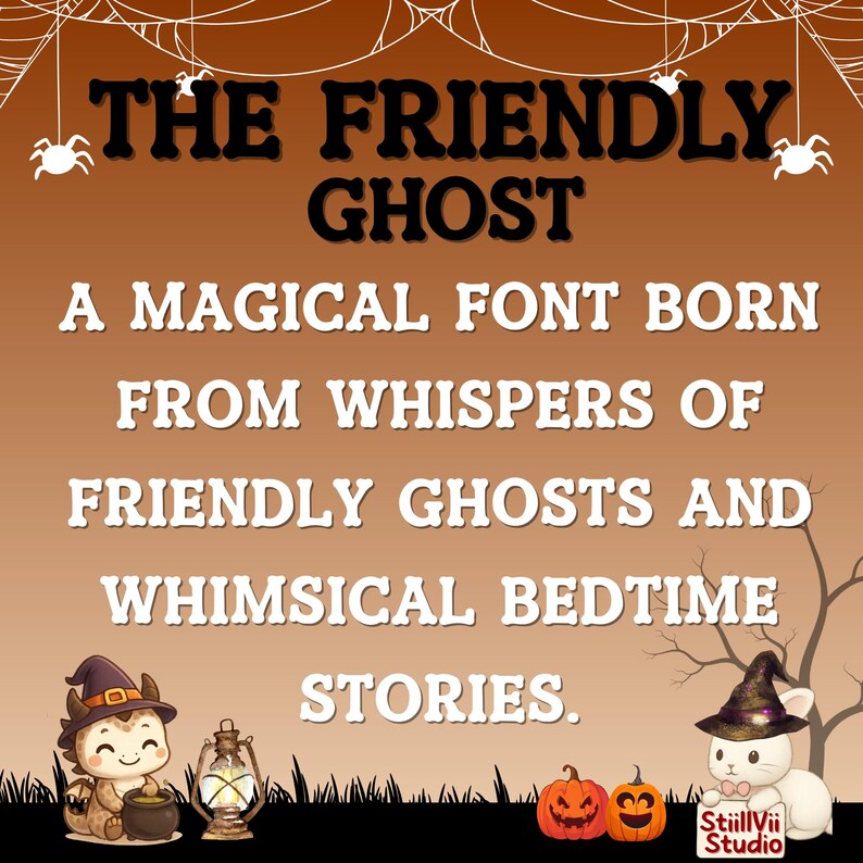 Spooky Skeleton Halloween Font, Cricut & Procreate, Friendly Ghost Font ...