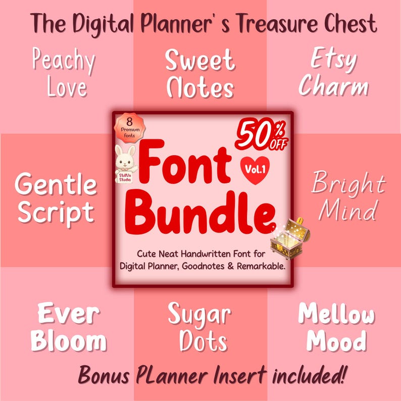 Neat Handwriting Font Bundle, Digital Planner & Minimalist Fonts for ...
