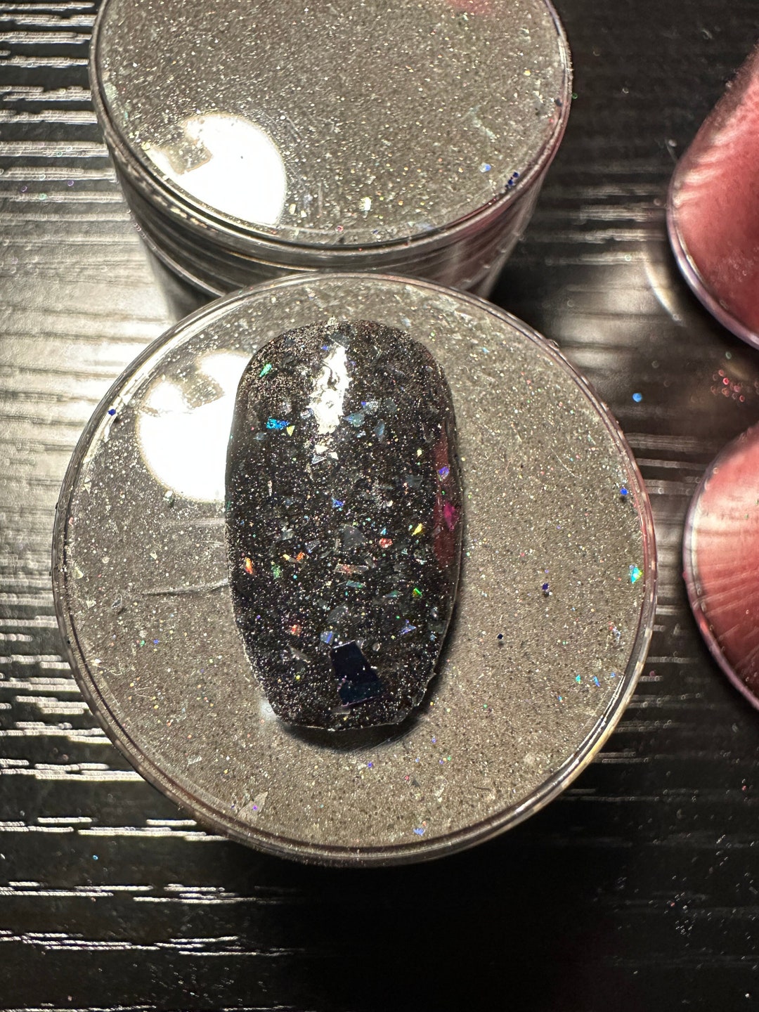 Obsidian - Black Holo Flake Nail Dip Fine Glitter Powder - Etsy