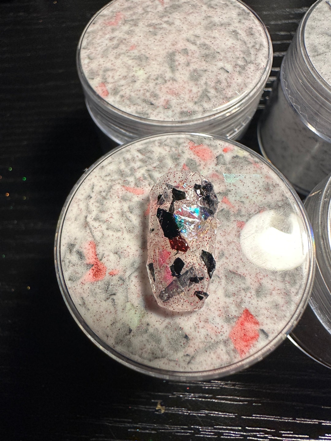 Blood Bank - Black and Red Iridescent Foil Flake Chunky Nail Dip ...