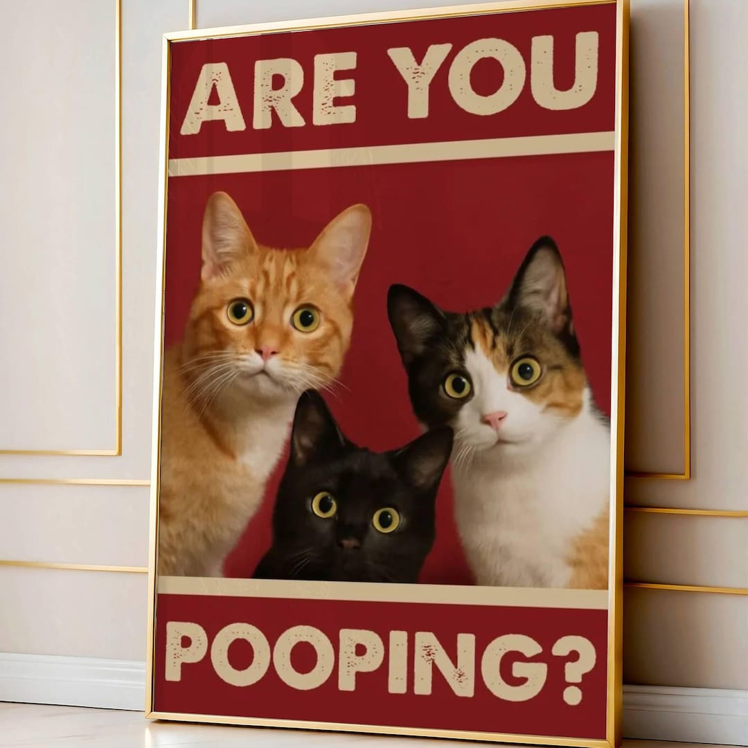 Are You Pooping Cat Print, Cat Printable Bathroom Decor, Funny Bathroom ...