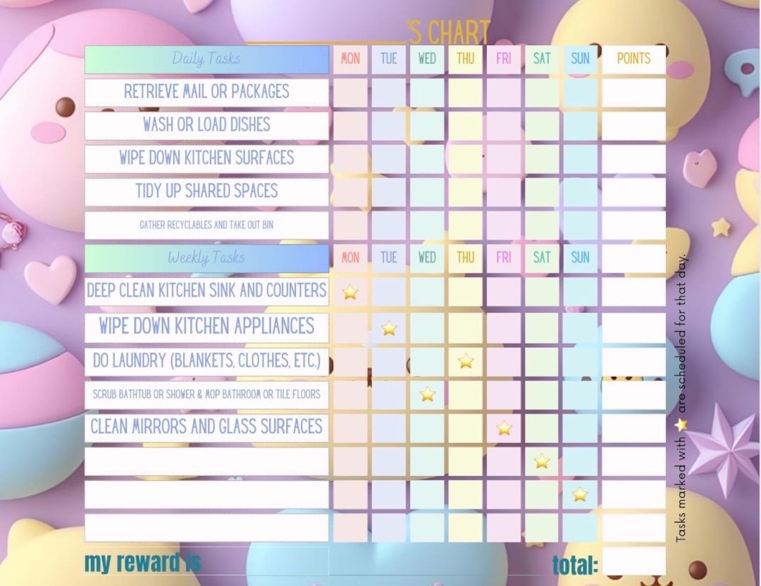 Kawaii Couples Chore Chart - Etsy