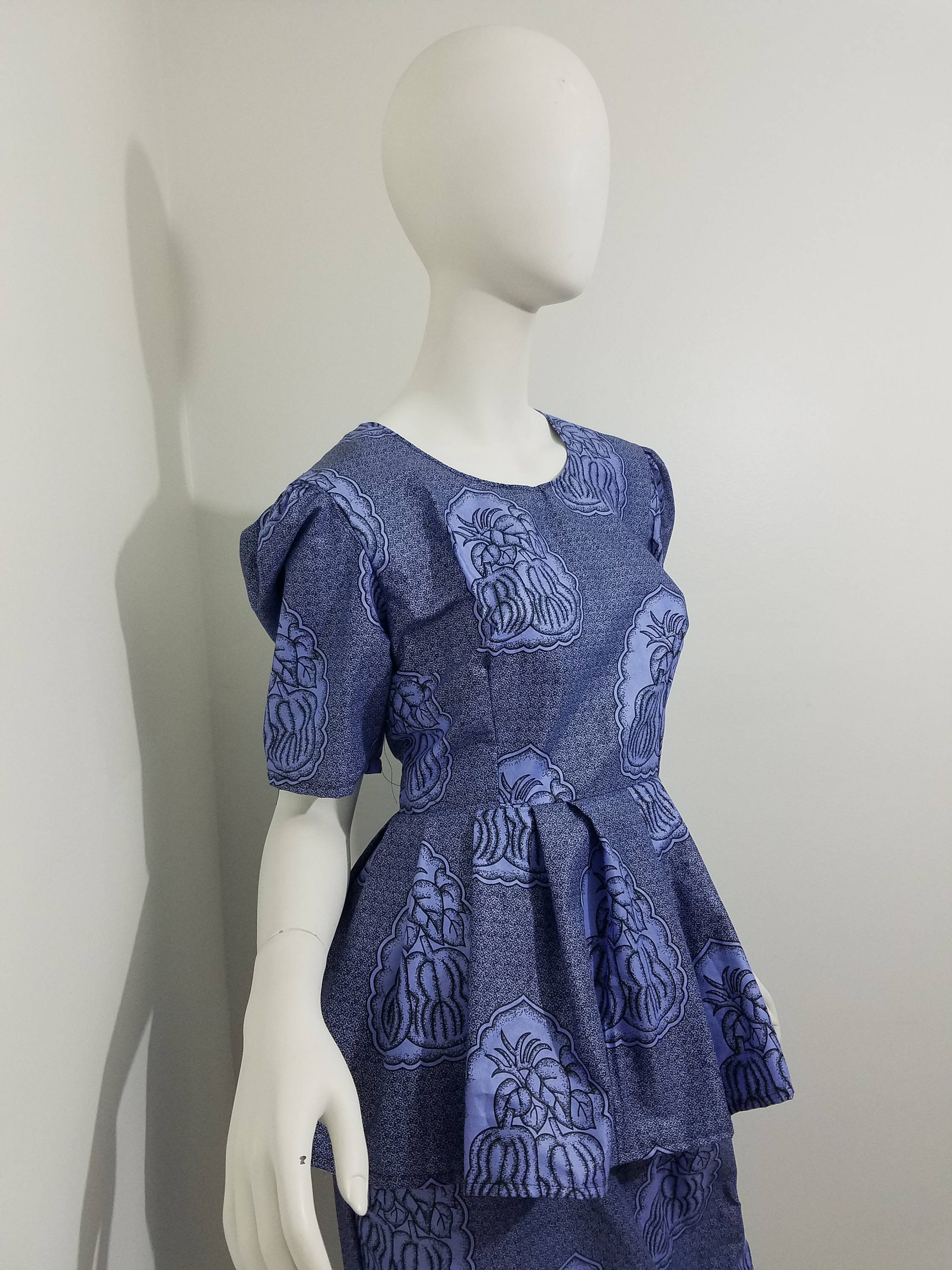 Peplum Blouse Mermaid Skirt Ankara African Print Kitenge Set Blue With ...