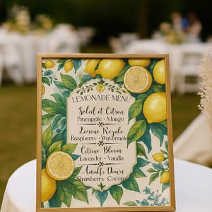 Editable Lemonade Menu Template | Bridal Shower Drink Menu | Wedding ...