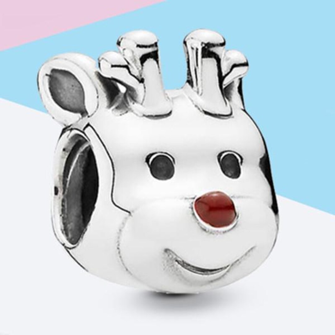 Silver PANDORA Christmas Red-nosed Reindeer Charm - Etsy