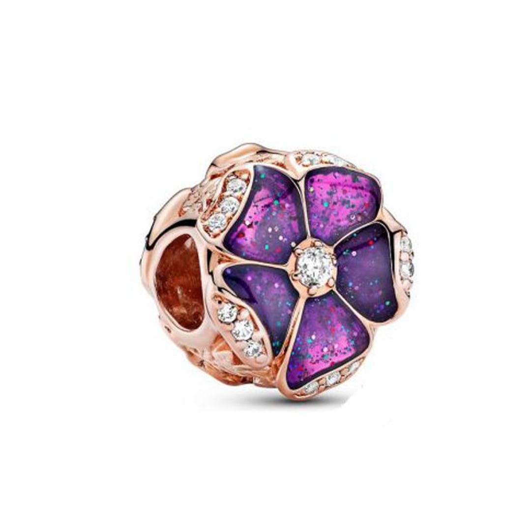 Pandora rosa flor roxa ale met - Etsy Portugal