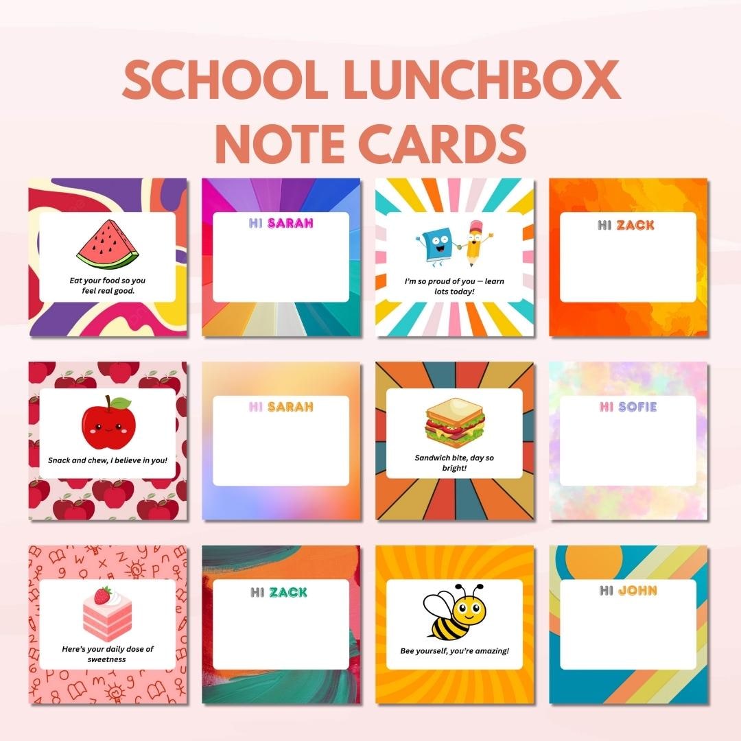 60 Motivational Lunchbox Notes for Kids: Printable Back to School Cards ...