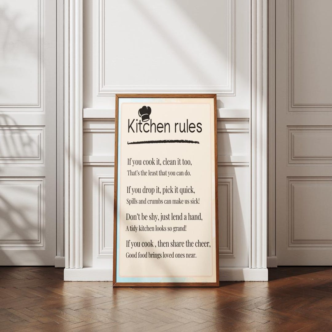 Home Posters - 4 Rhyming Home Rules Print Set: Kitchen, Laundry ...