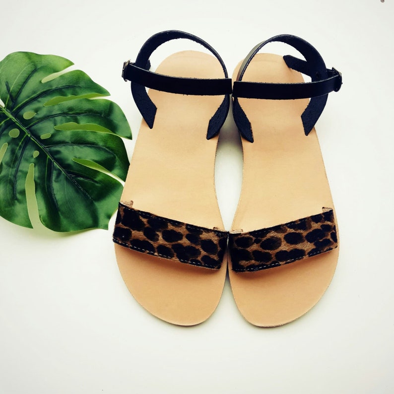 Animal Print Leather Sandals Leopard Sandals leather - Etsy