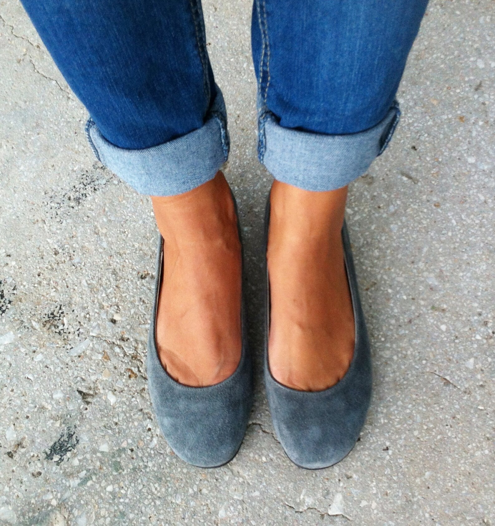 Leather Ballerina Shoes in Gray Color Women Shoes Ballet - Etsy