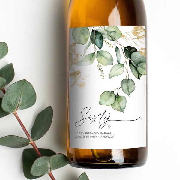 60th Birthday Wine Bottle Labels - Etsy