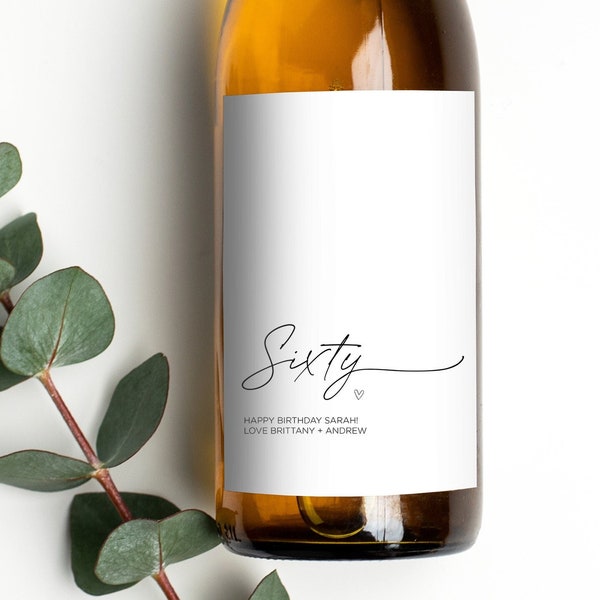 60th Birthday Wine Bottle Labels - Etsy