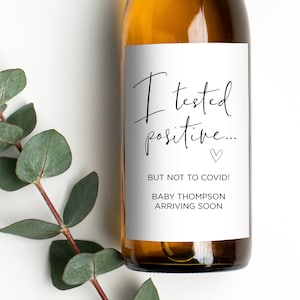 Cute Pregnancy Announcement Wine Label, I Tested Positive, Pregnancy ...