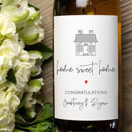 New Home Wine Label Housewarming Gift Neighbour Present - Etsy