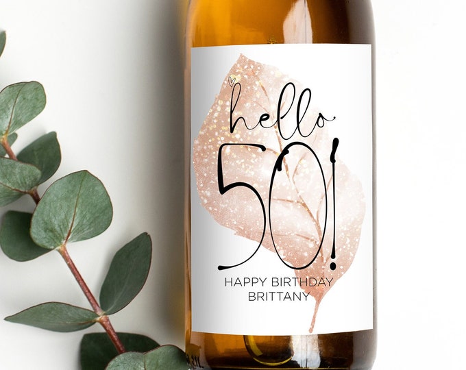 Custom 50th Birthday Wine Labels, Fifty and Fabulous, Fiftieth Bottle ...