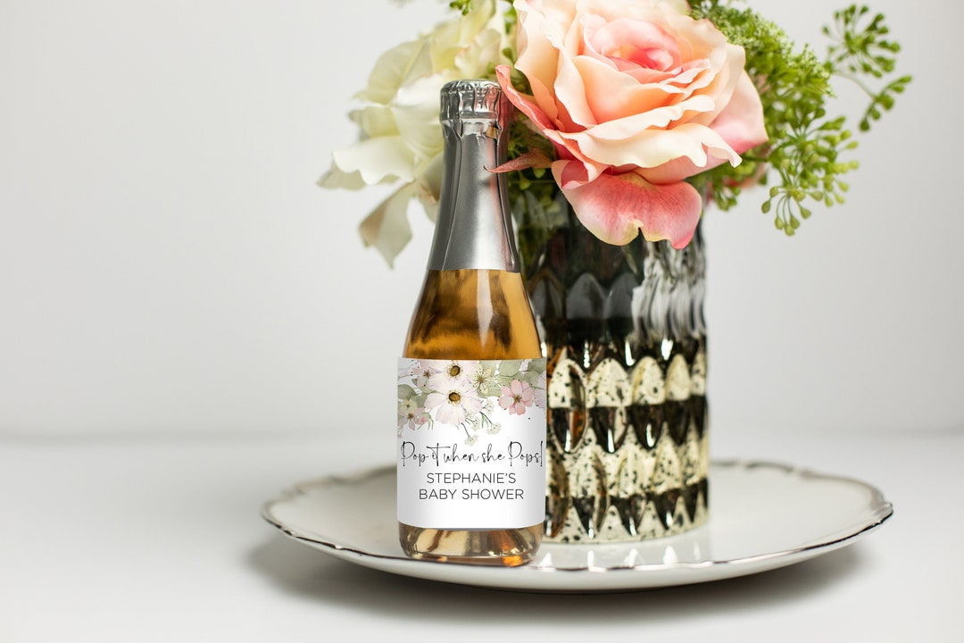 Pop It When She Pops Wine Label, Baby Shower Favors, Mini Champagne ...