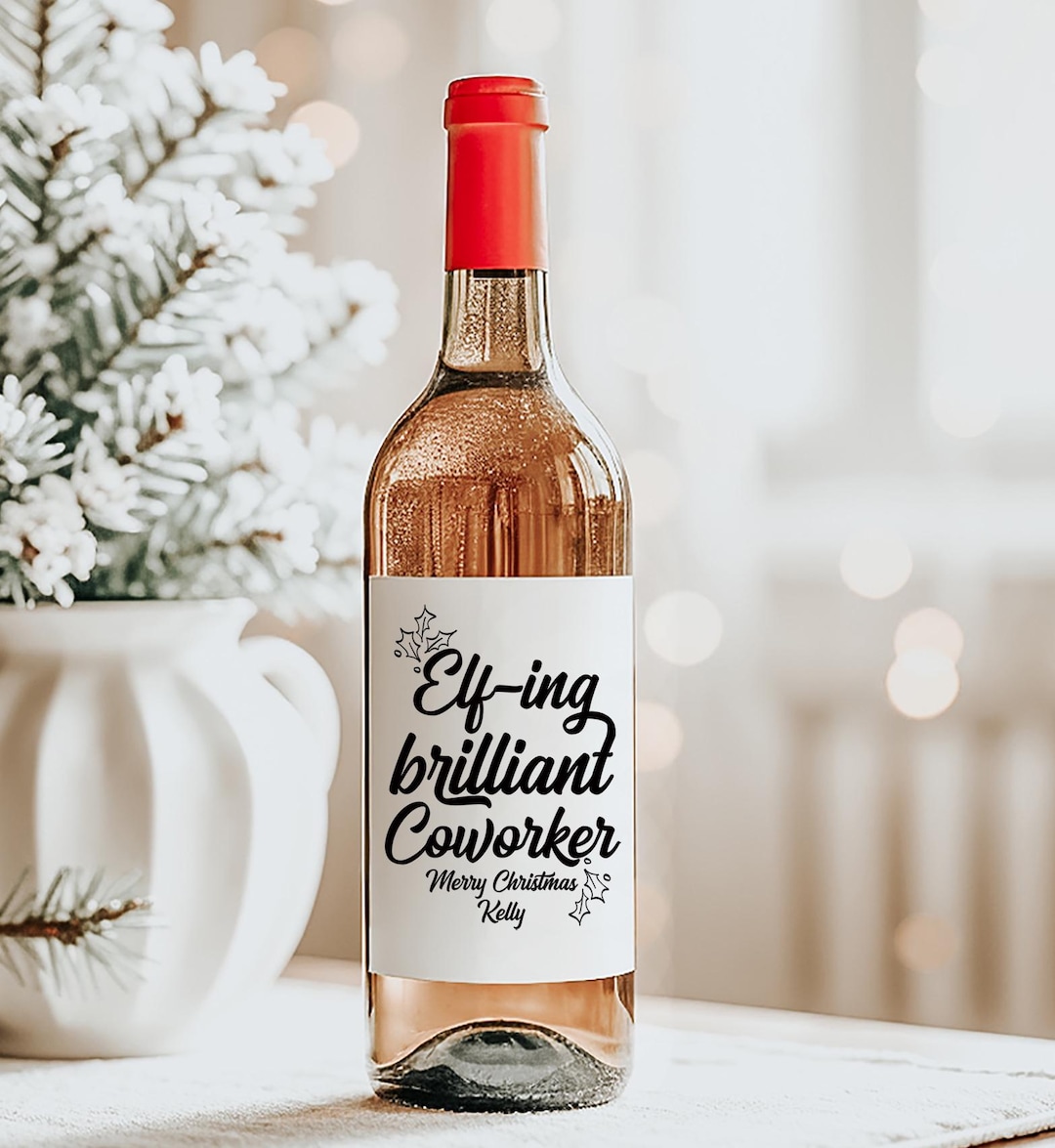 Coworker Christmas Gift Idea, Funny Christmas Wine Label, Secret Santa ...