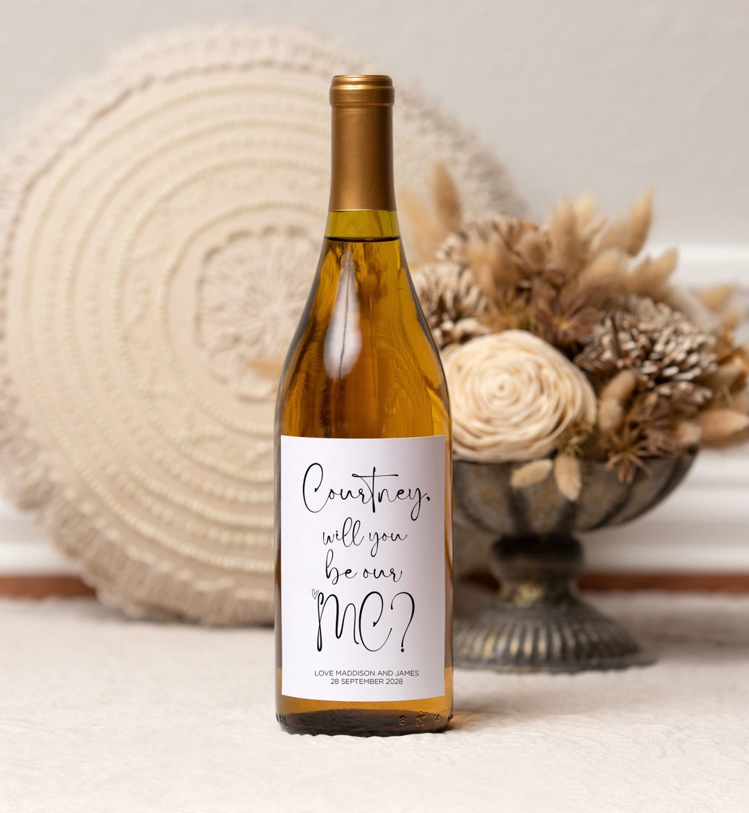 Customised Will You Be Our MC Wedding Wine Label, Bride and Groom MC ...