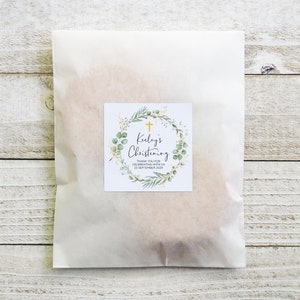 Pretty Christening Stickers for Guests, Custom Baptism Thank You Favor ...