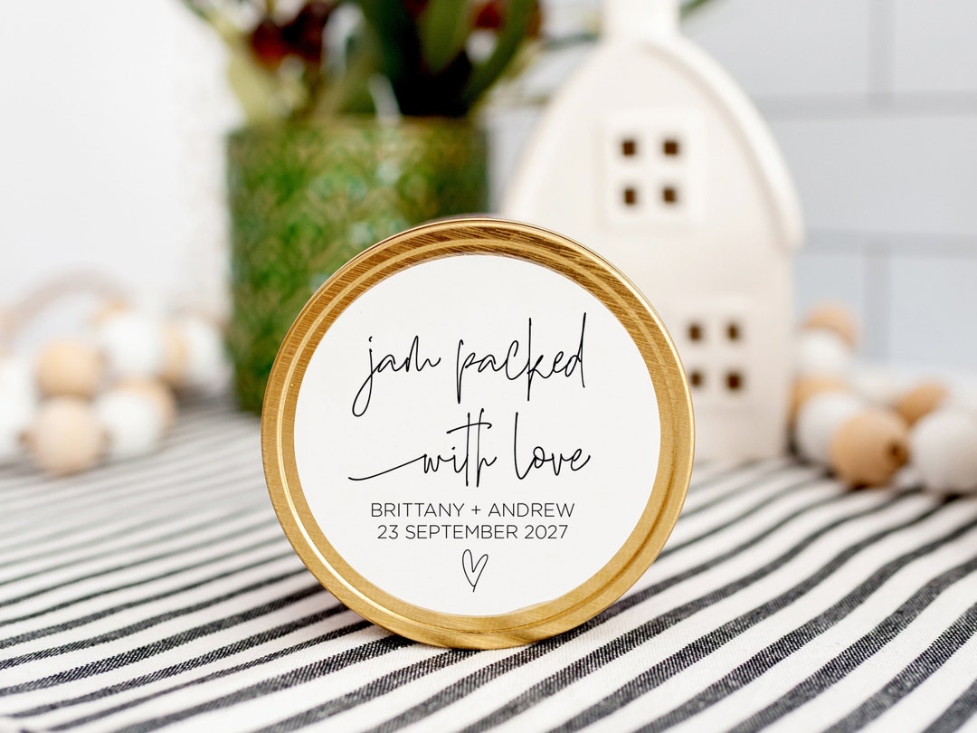 Custom Jam Jar Wedding Thank You Favor Stickers, Jam Packed With Love ...