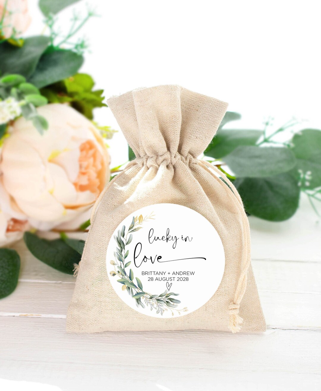 Custom Lucky in Love Wedding Favor Thank You Stickers, Cute Party Tags ...