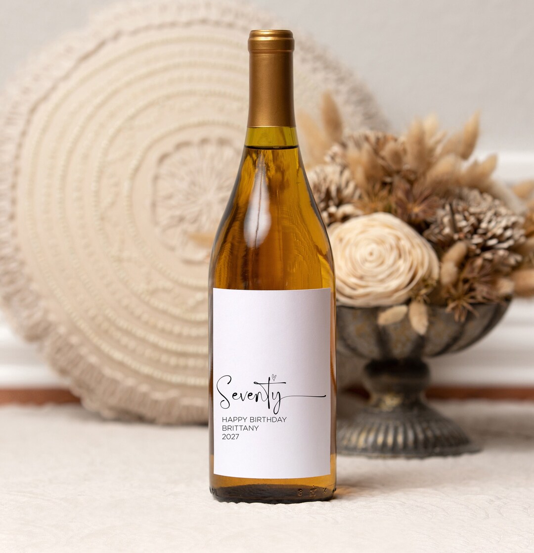 70th Birthday Wine Bottle Labels Pairs Well Turning Seventy - Etsy